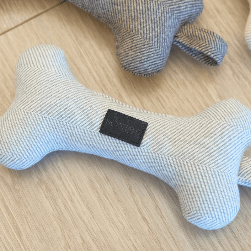 Frosty Jade Tweed Squeaky Bone Dog Toy – BONDIR