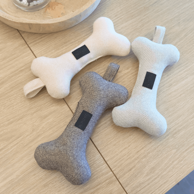 Frosty Jade Tweed Squeaky Bone Dog Toy – BONDIR